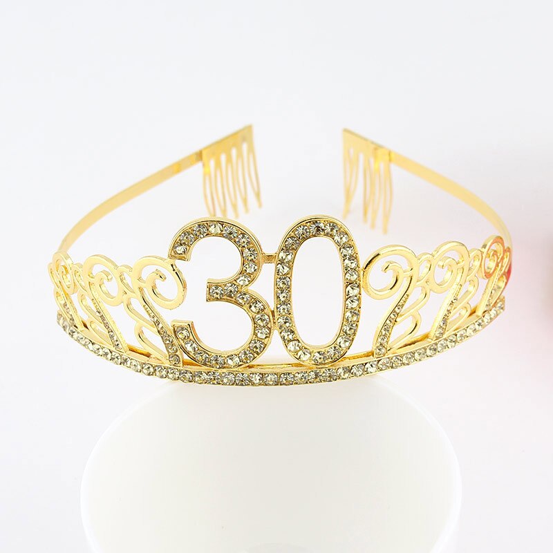 Gold 30 40 50 60 Birthday Queen Tiara Birthday Cry... – Grandado