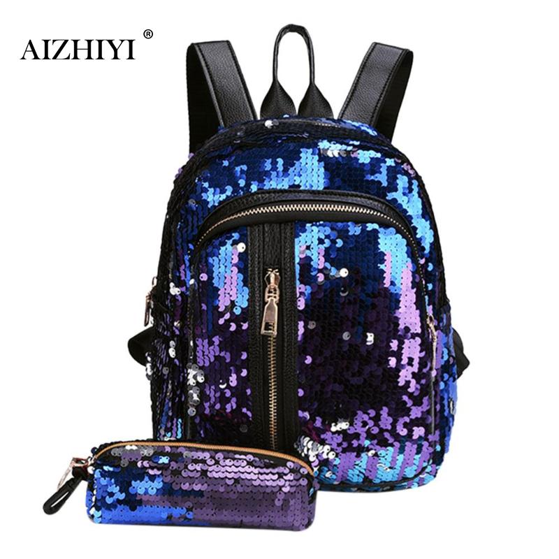 2pcs/Set Glitter Sequins Backpack For Teenage Girl... – Vicedeal