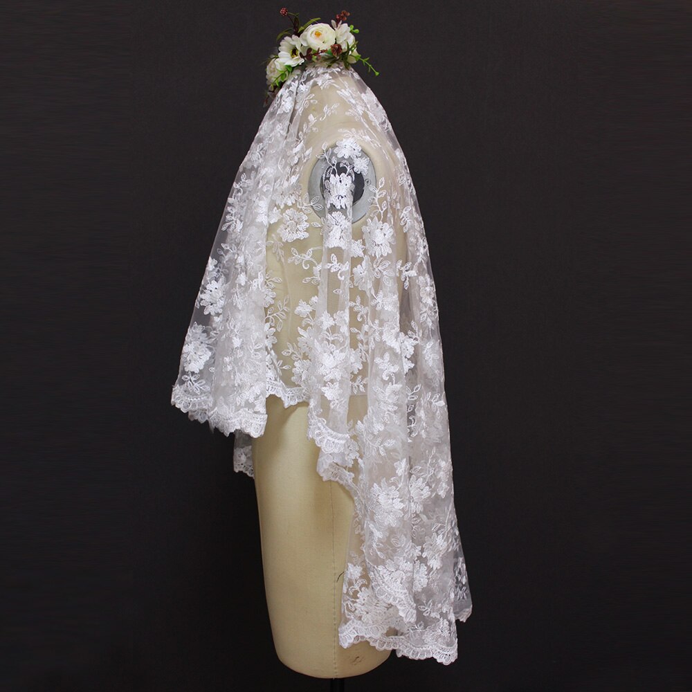 Beautiful Mantilla Lace Wedding Veil Cover Face Wh... – Grandado