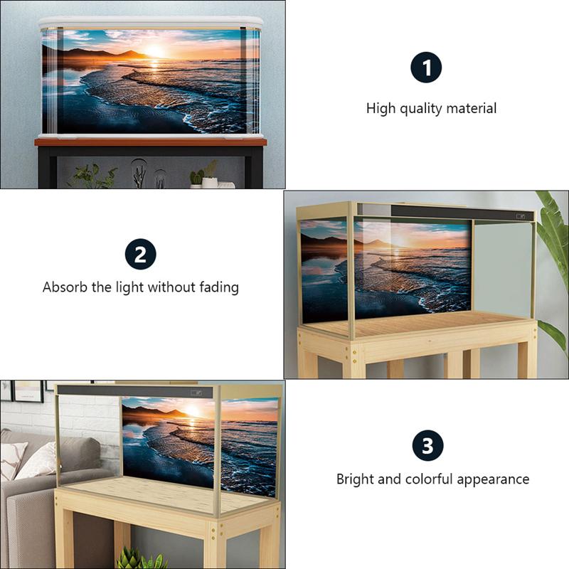 Fish Tank Background Vivid Adhesive Sunrise Beach ... – Grandado