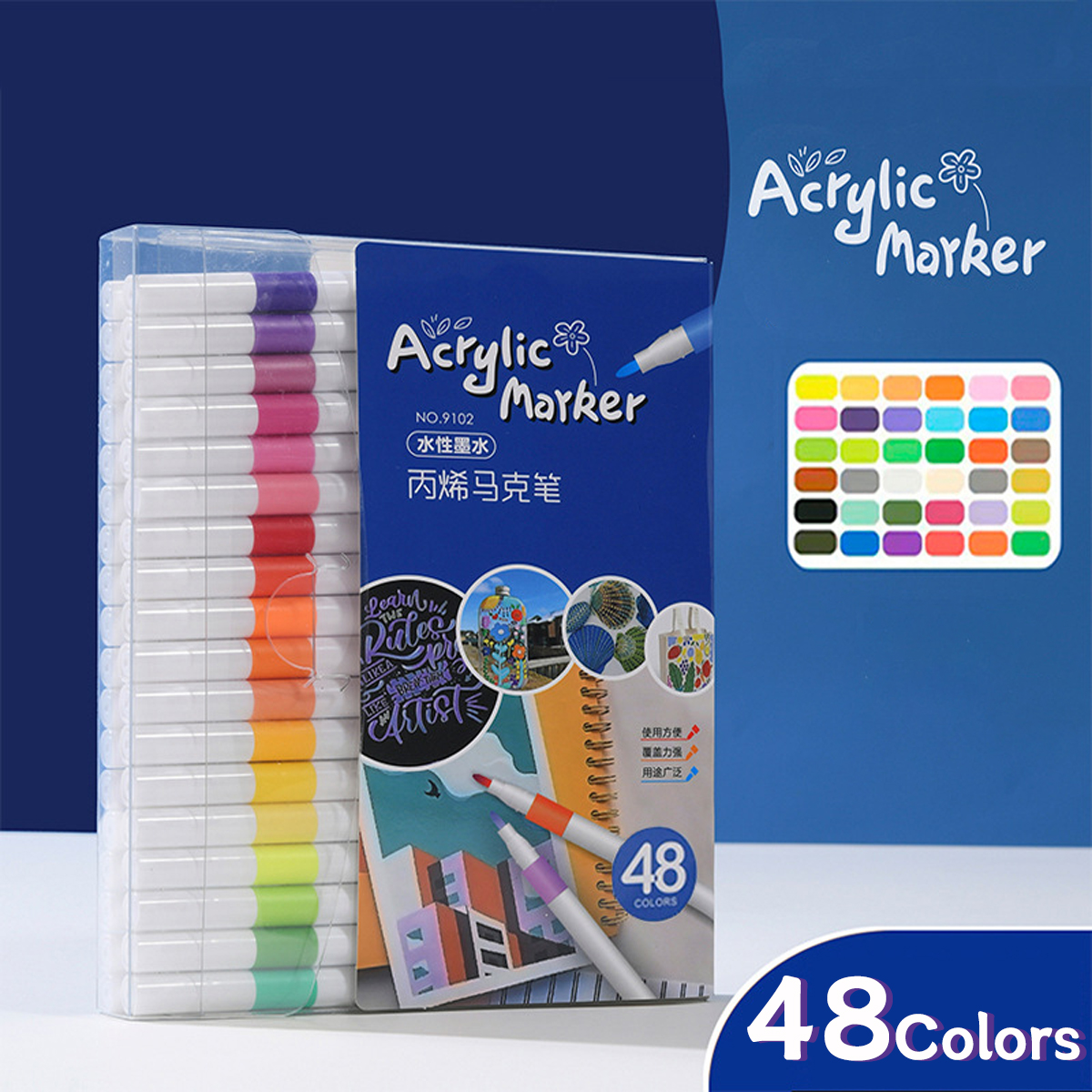 Acryl-Marker, 24–80 Farben, Stift-Set zum Zeichnen... – Vicedeal