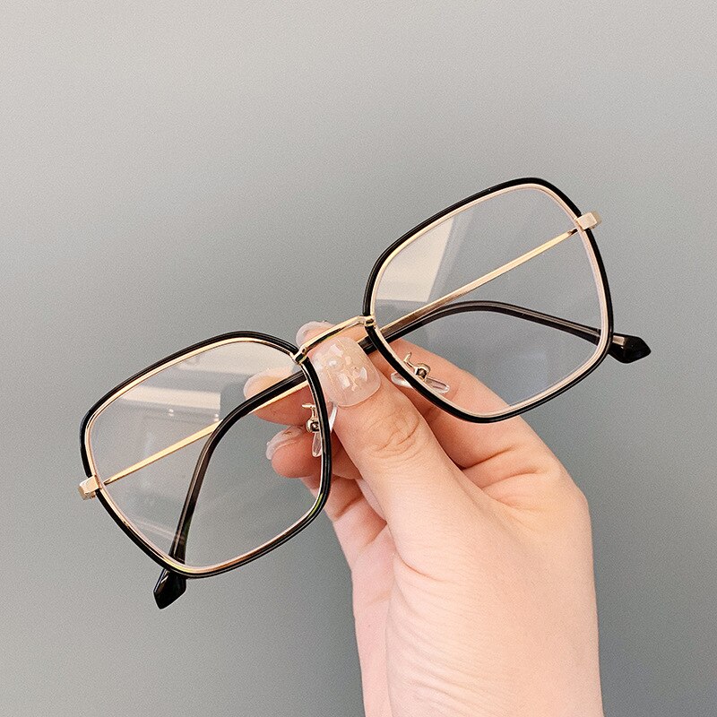 YOOSKE Polygonal Glasses Women Vintage Metal Irreg... – Grandado