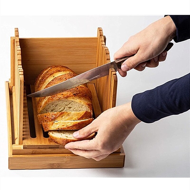 BOUSSAC Bamboo Bread Slicer Bread Crumb Tray Folda... – Vicedeal