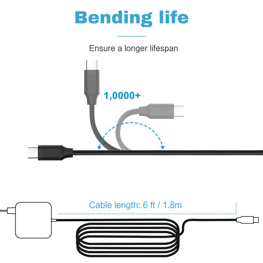 65W PD USB C Notebook Charging Cable Replacement f... – Grandado