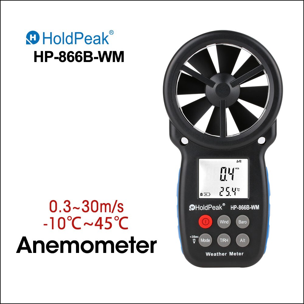 HoldPeak Anemometer Digital Wind Speed Temperature... – Grandado