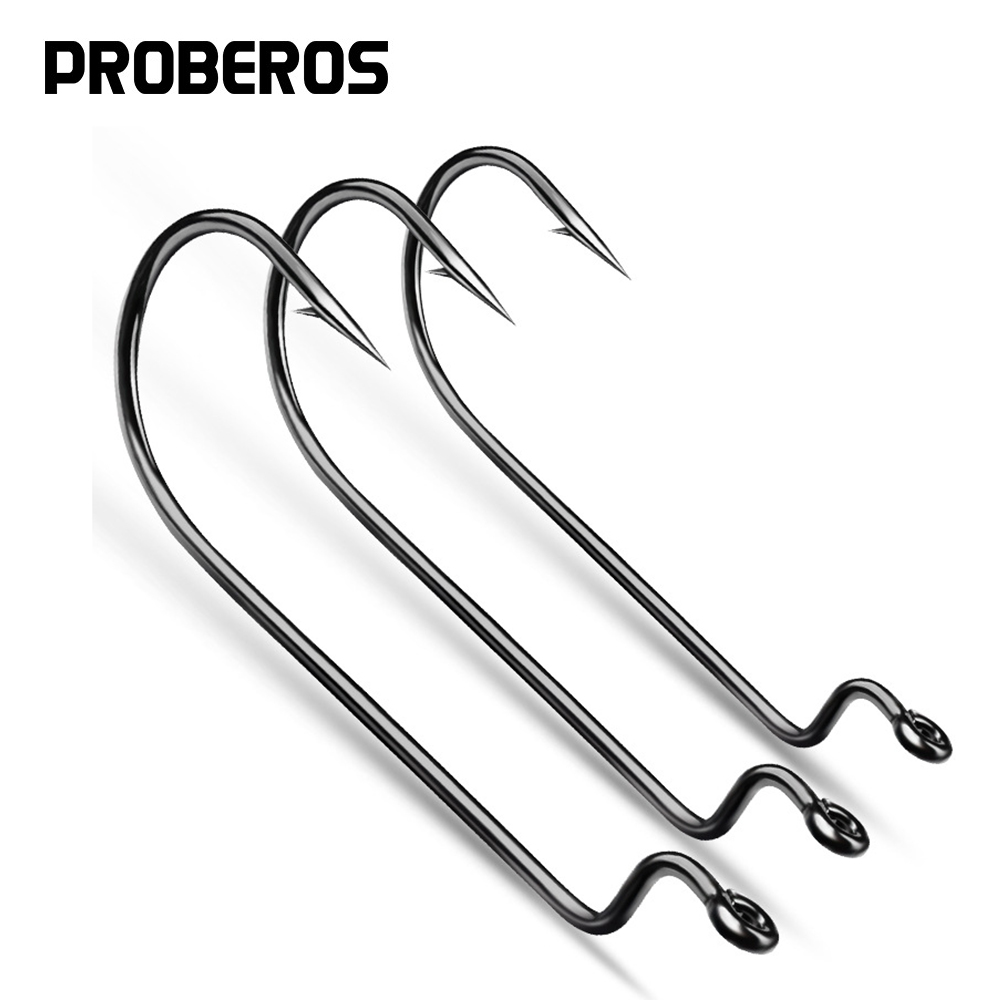 10Pcs Offset Fishing Hooks Worm Hooks High Carbon ... – Vicedeal