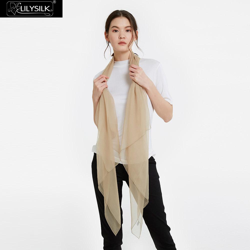 LilySilk Scarf Silk Solid Color Chiffon – Grandado