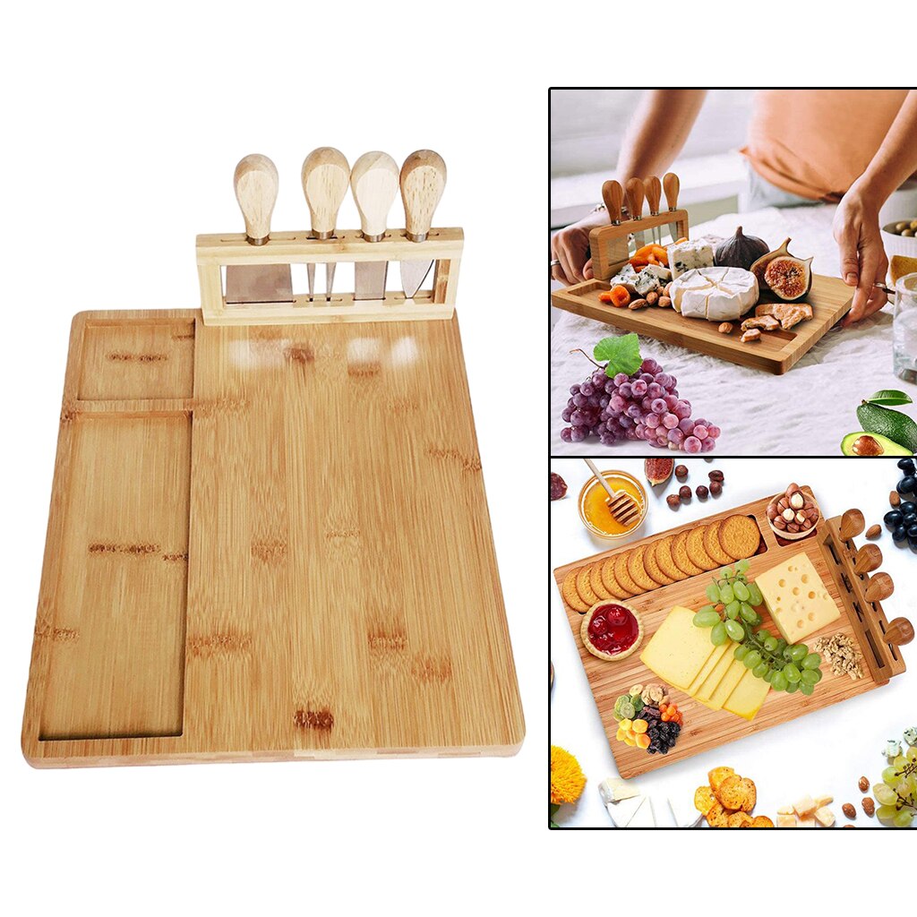 Bamboo Cheese Board Charcuterie Platter Serving Me... – Vicedeal
