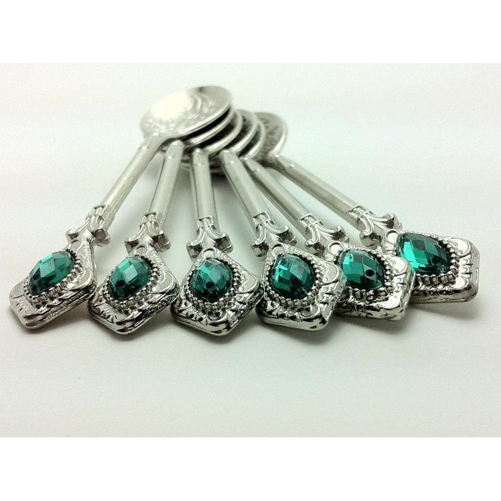 Tea spoons 6 piece decorative crystals colorful an... – Grandado