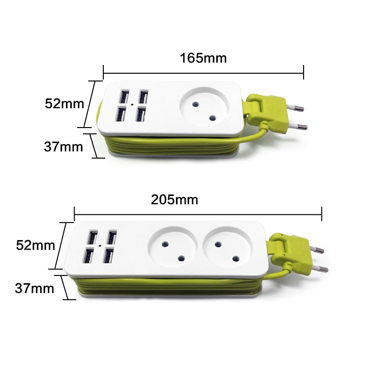 1200W EU Plug adapter Power Strip 4 USB 1.5M Exten... – Grandado