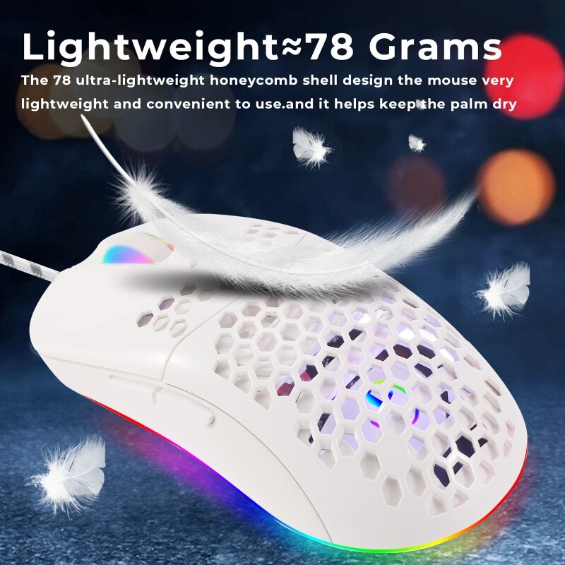 Type C Wired Lightweight Gaming Mouse Honeycomb Sh... – Grandado