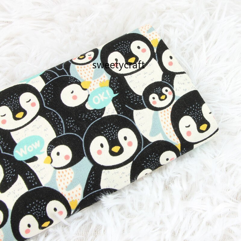 110x45cm Thick Cotton Linen Fabric Cartoon penguin... – Vicedeal