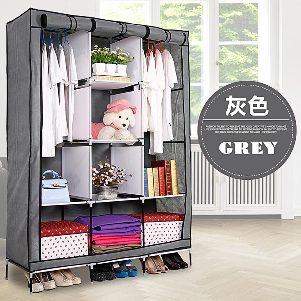 Modern Simple Grey Wardrobe Fabric Folding Cloth S... – Grandado