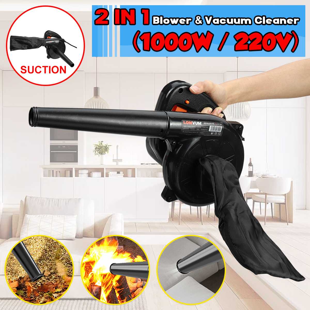 Air Blower 1000W 220V Electric Air Blower & Suctio... – Grandado