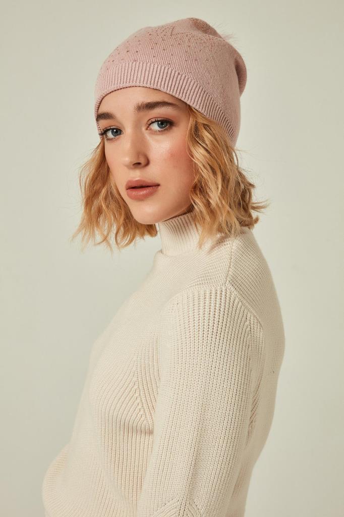 12728 Star Cubic Zirconia Pompoms Pink Coton Beret – Grandado