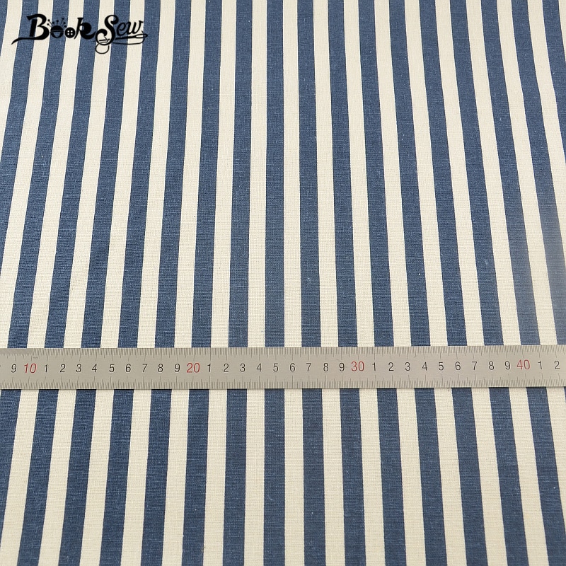 Booksew Dark Blue Strip Cotton Linen Fabric Chines... – Grandado