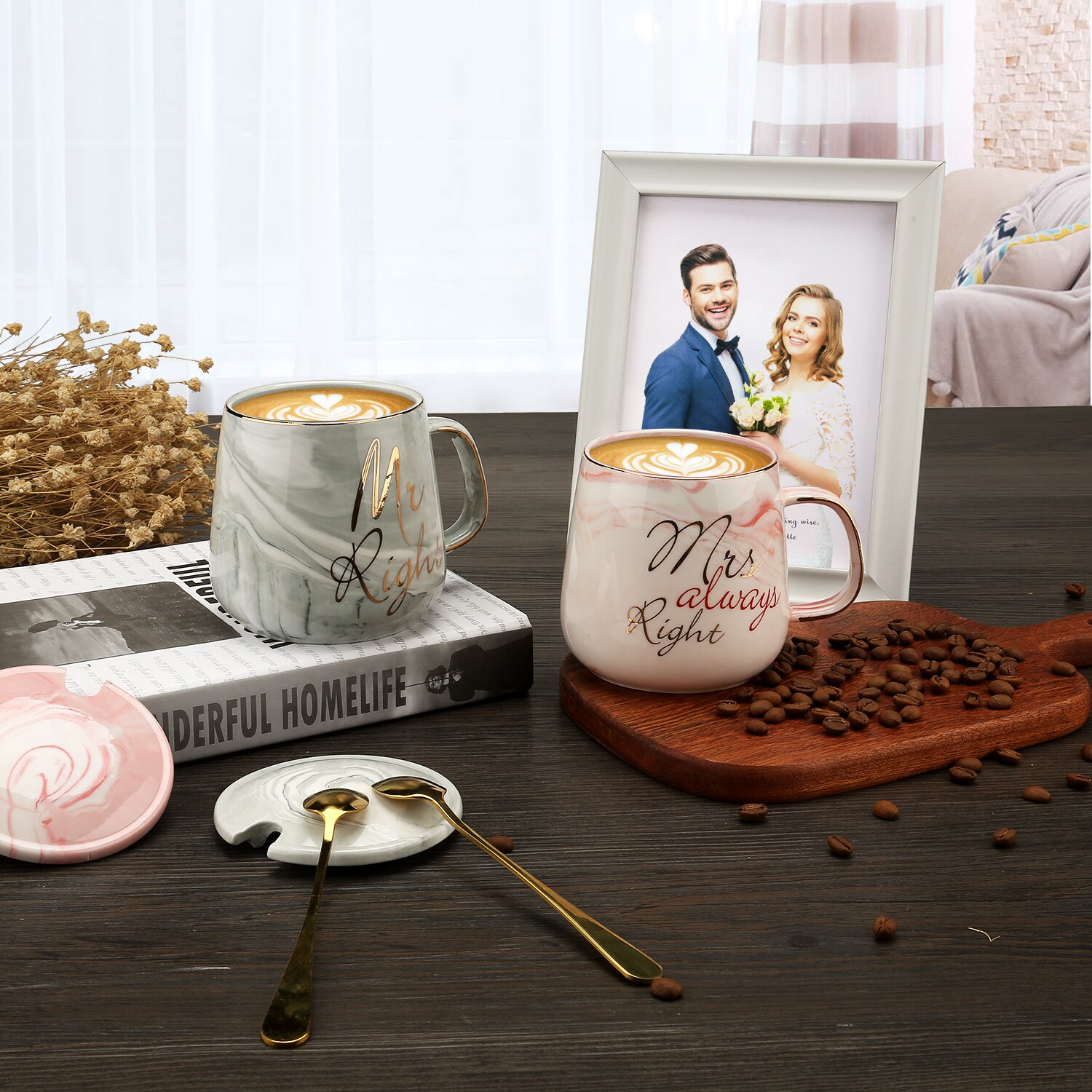 Mr Right Mrs Always Right Couple Coffee Mugs - Bri... – Grandado