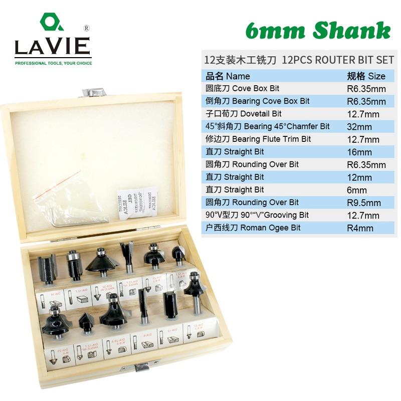 12pcs 6mm Shank Router Bit Set Trimming Straight C... – Vicedeal