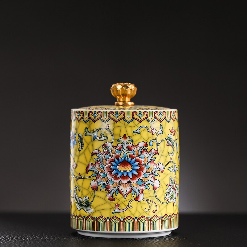 Color Enamel Sealed Tea Caddy Ceramic Tea Box Chin... – Grandado