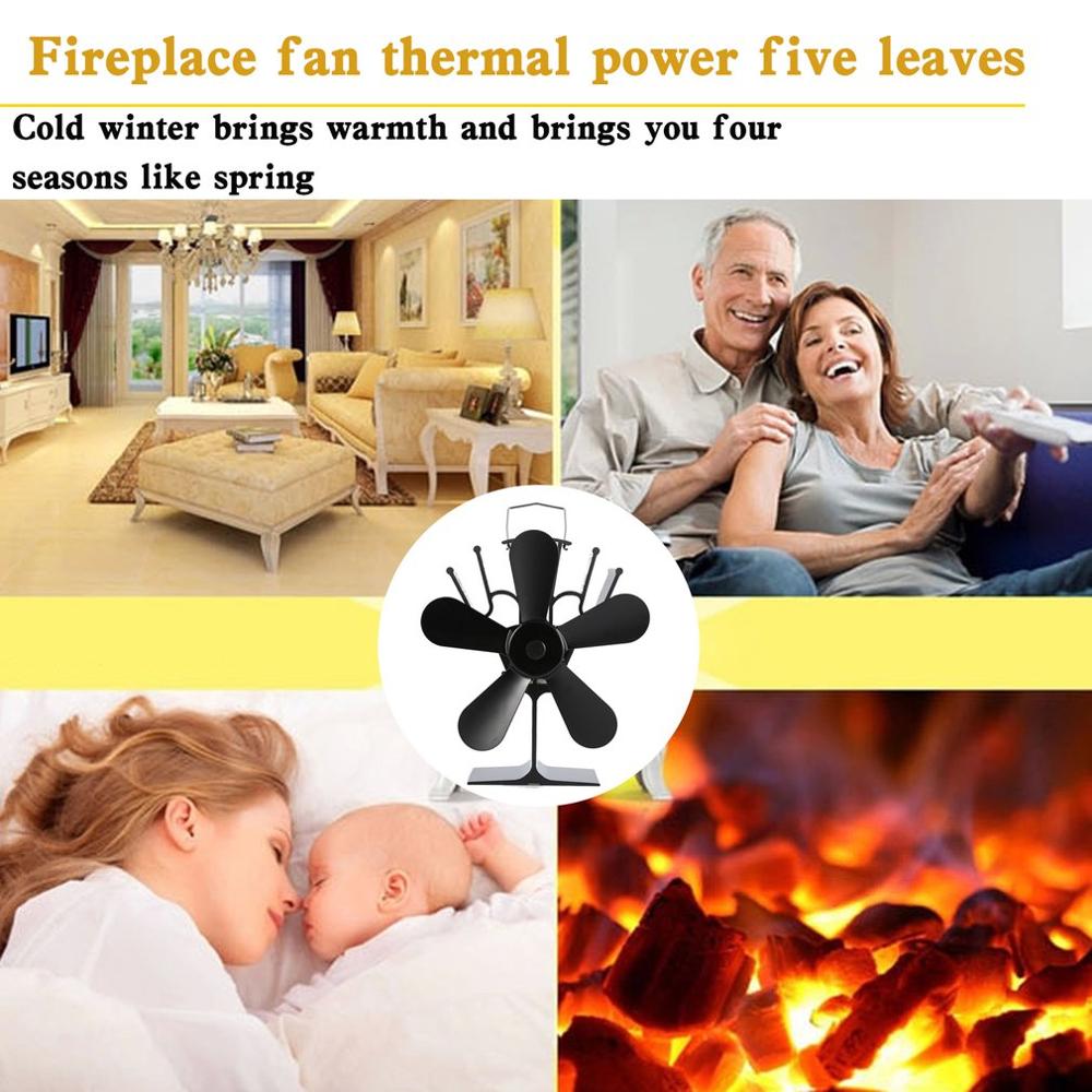 5 Blades Thermal Power Fireplace Fan Heat Powered ... – Vicedeal