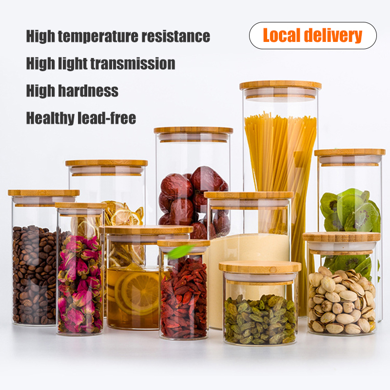 Kitchen Food Storage Transparent Glass Jars with B... – Grandado Kitchen Food Storage Transparent Glass Jars with B... – Grandado