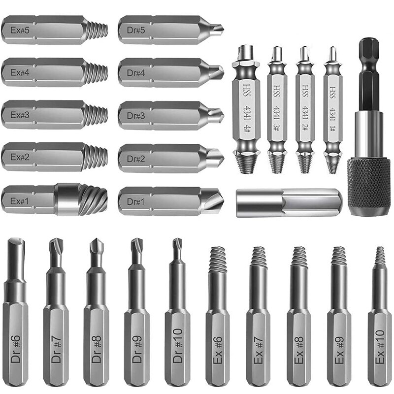 26 Pcs Damaged Stripped Screw Extractor Set for Br... – Grandado