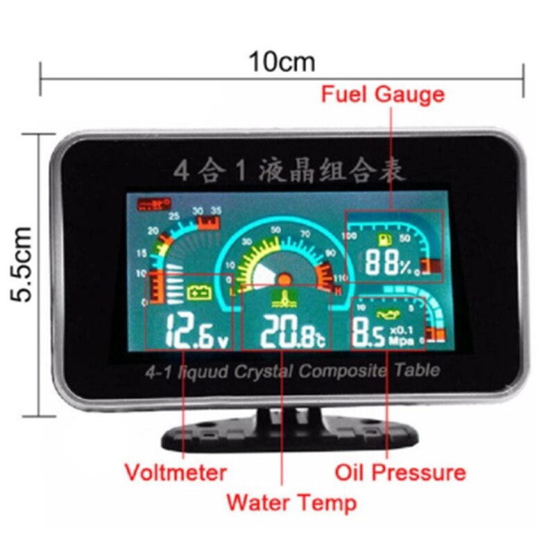 Car Instrument Panel 4 in 1 Oil Pressure Fuel Wate... – Grandado
