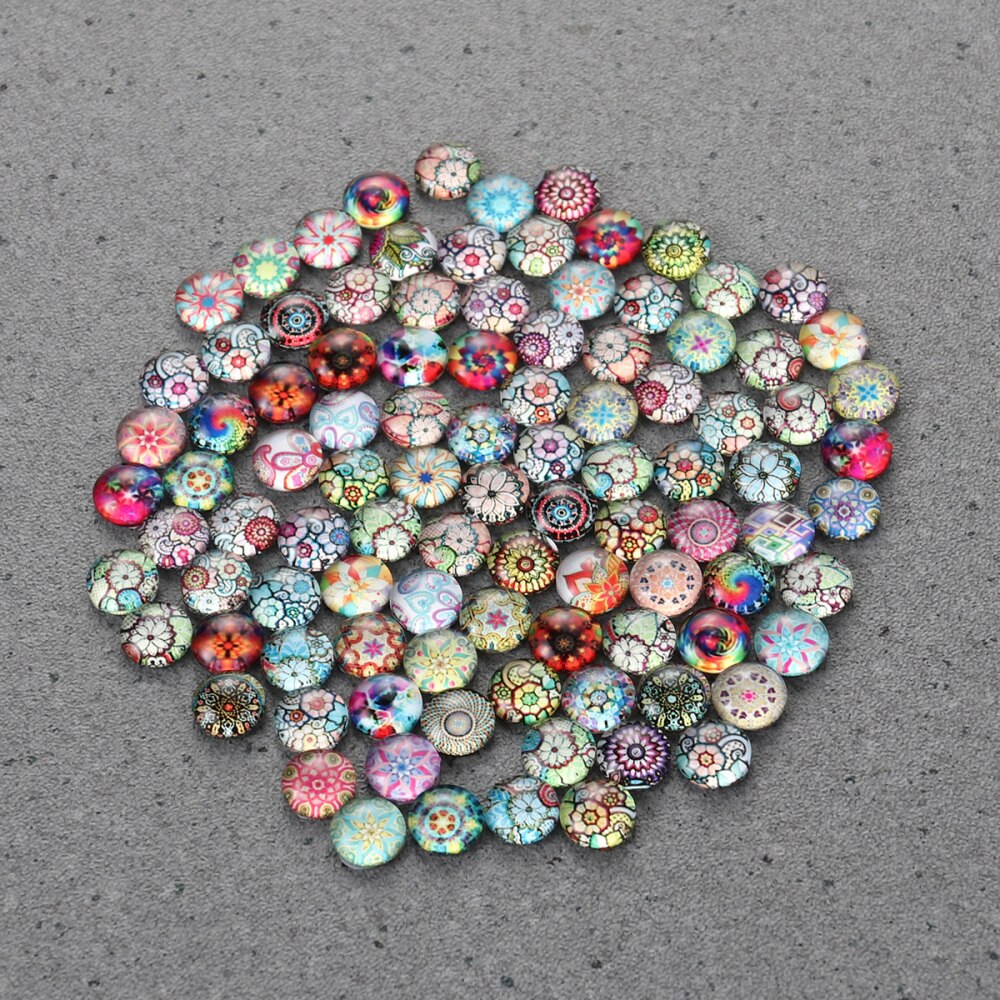 100 Pieces 8 mm Mixed Color Flower Pattern Glass H... – Grandado