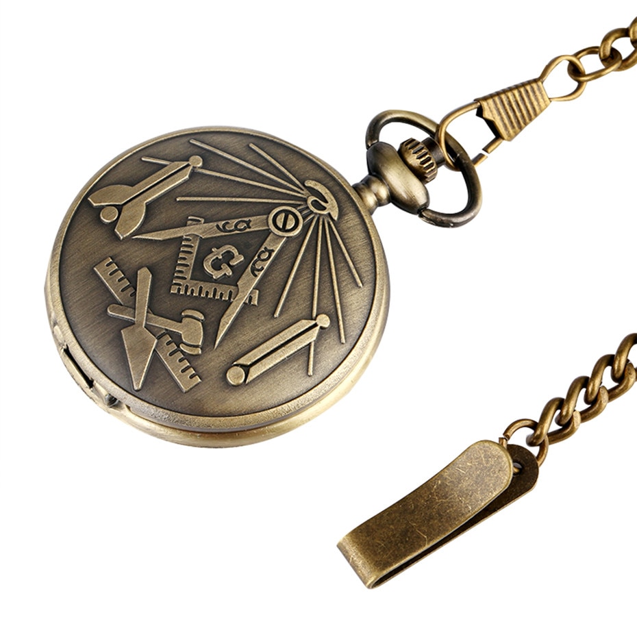 Retro Bronze "G" Masonic Theme Quartz Pocket Watch... – Grandado