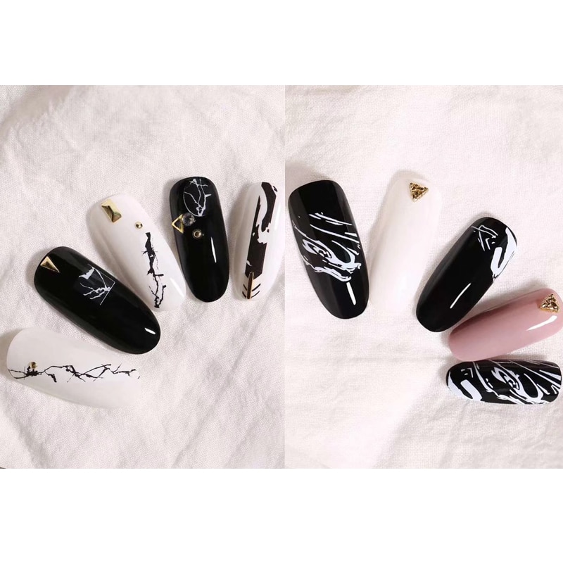 1 sheet Black Water Marble Nail Sticker Splash Ink... – Grandado