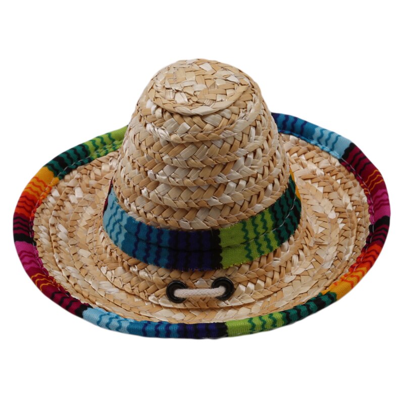 Multicolor Pet Straw Hat Dog Cat Mexican Straw Str... – Grandado