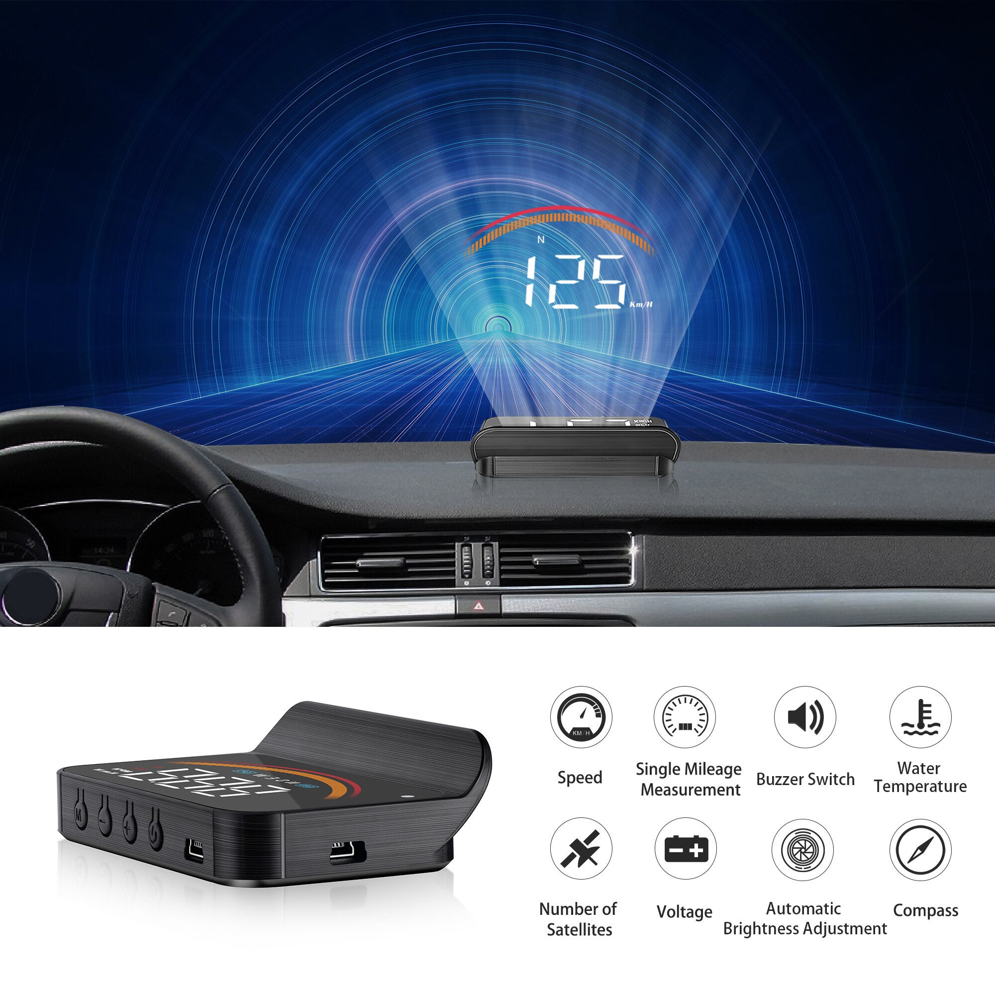 Auto AUD Projektor Tacho Anzeige Auto HYD OBD2 Kop... – Grandado