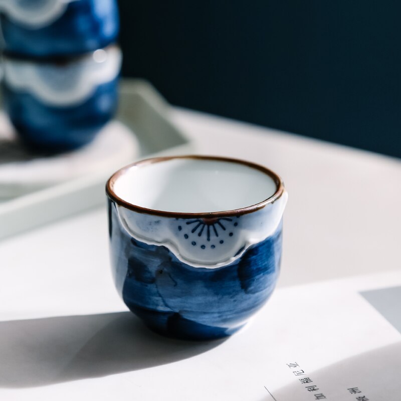 Japanese sake set ceramic white wine pot cup distr... – Grandado