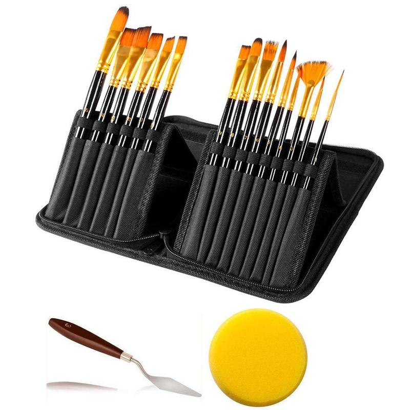 15Pcs Kunstenaar Verf Borstel Set Met Canvas Tas V... – Grandado