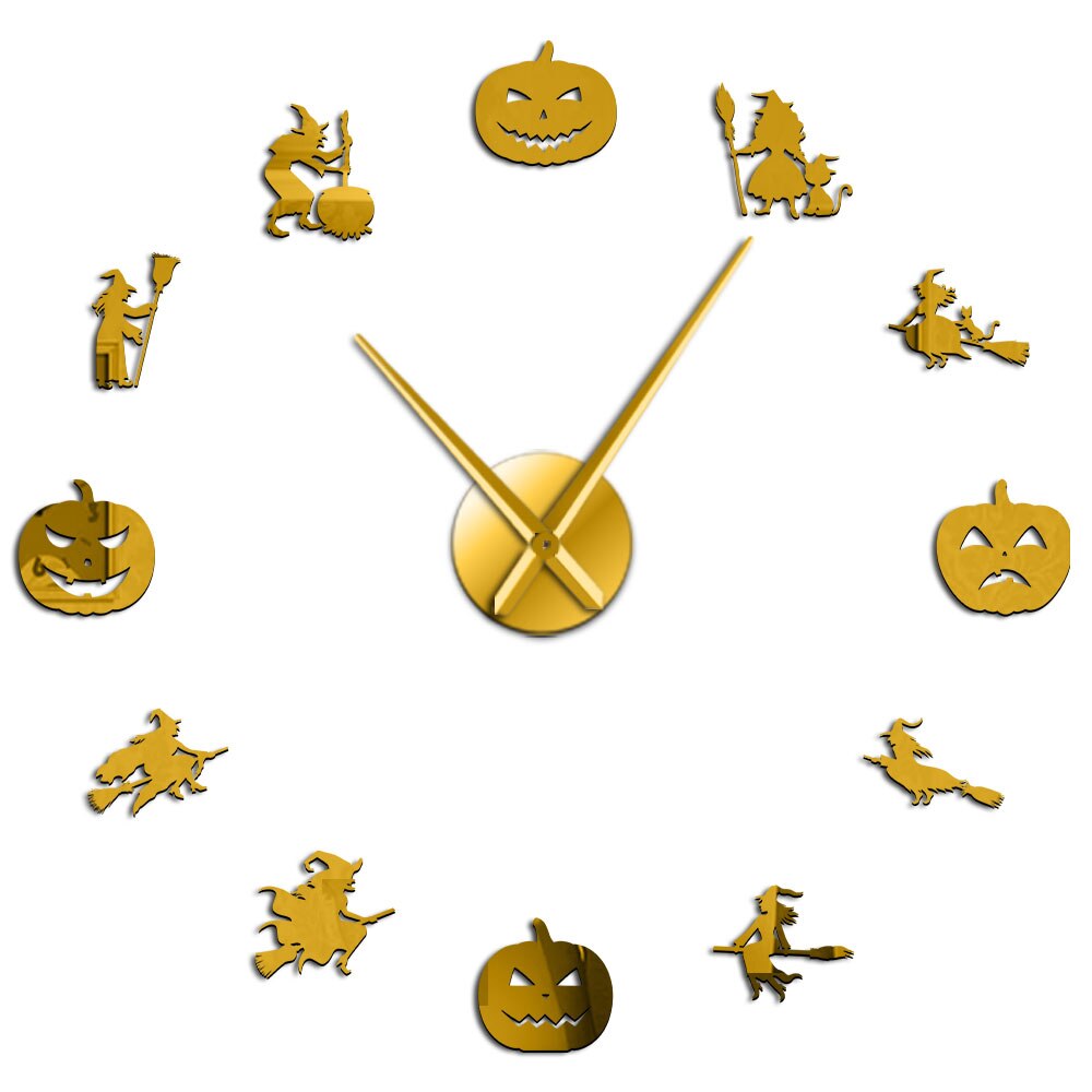 Witch with Broomstick Silhouette Mirror Sticker DI... – Grandado