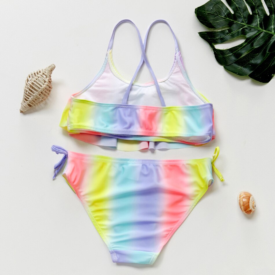 Girl Swimsuit 5-14 Years Teenage Rainbow Girl Swim... – Vicedeal