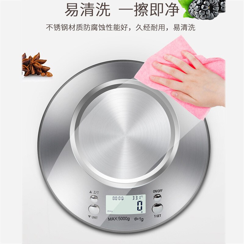 Stainless steel kitchen scale with bowl 5kg/1g hig... – Vicedeal