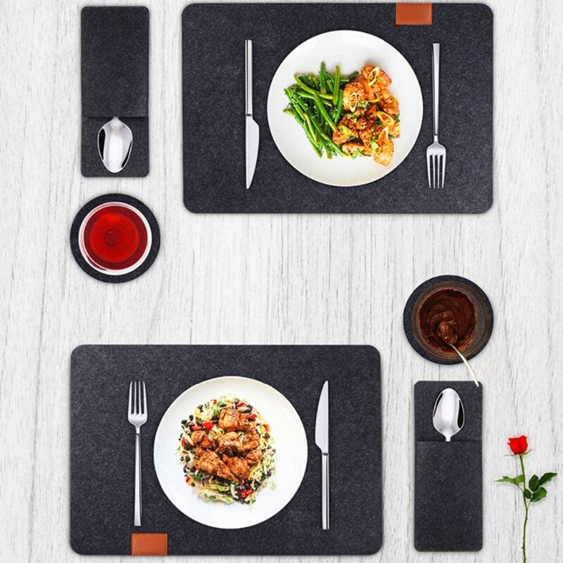 12 Pcs/Set Table Placemats Drink Coasters Cutlery ... – Grandado