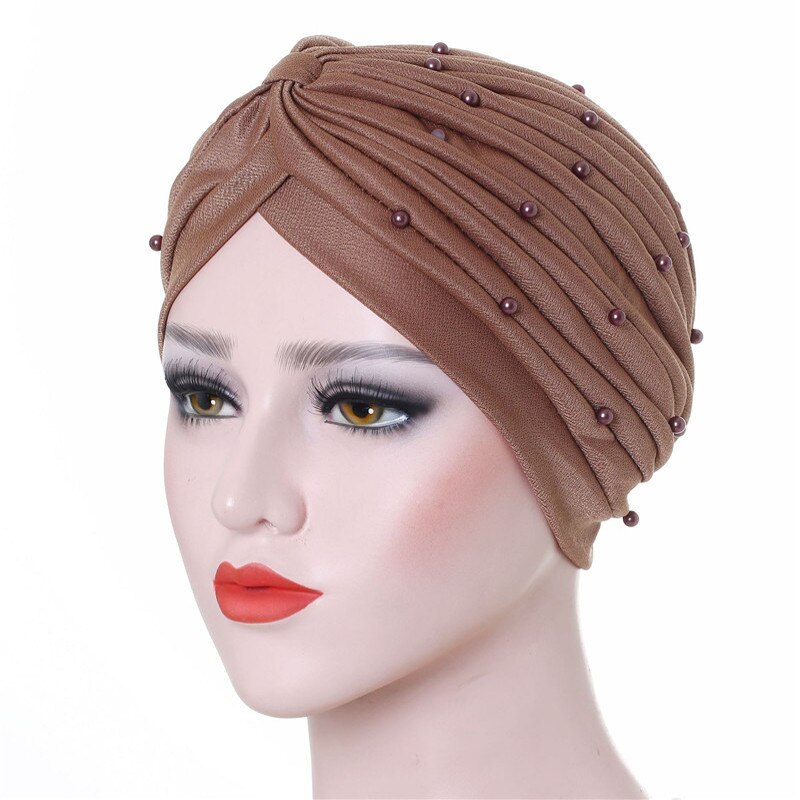 Muslim women headscarf soft cotton beading turban ... – Vicedeal