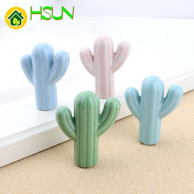 Cartoon cactus knob ceramic solid art cabinet door... – Grandado