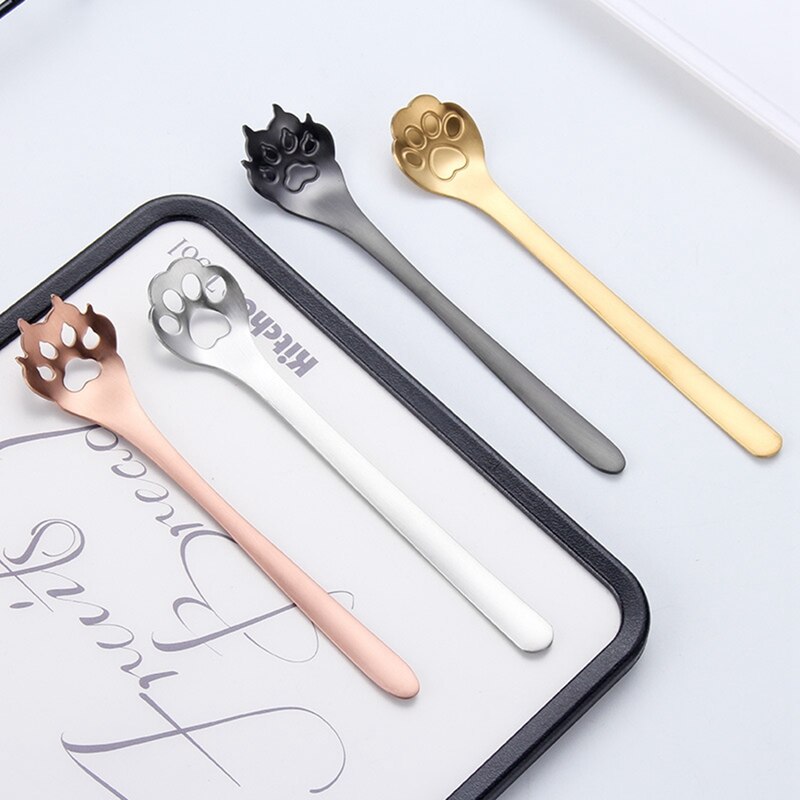 Mini Cute Cat Paw Dog Paw Long Handle Spoons Stain... – Vicedeal