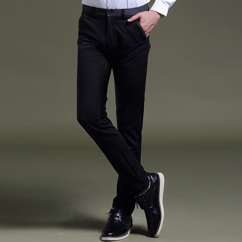 Mens Black Dress Pants Formal Pants Slim Fit Weddi... – Vicedeal