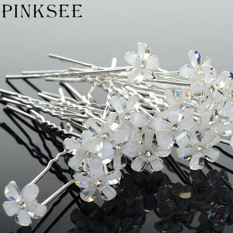 Pinksee 20Pcs Crystal Flower Rhinestone Haarspelde... – Grandado