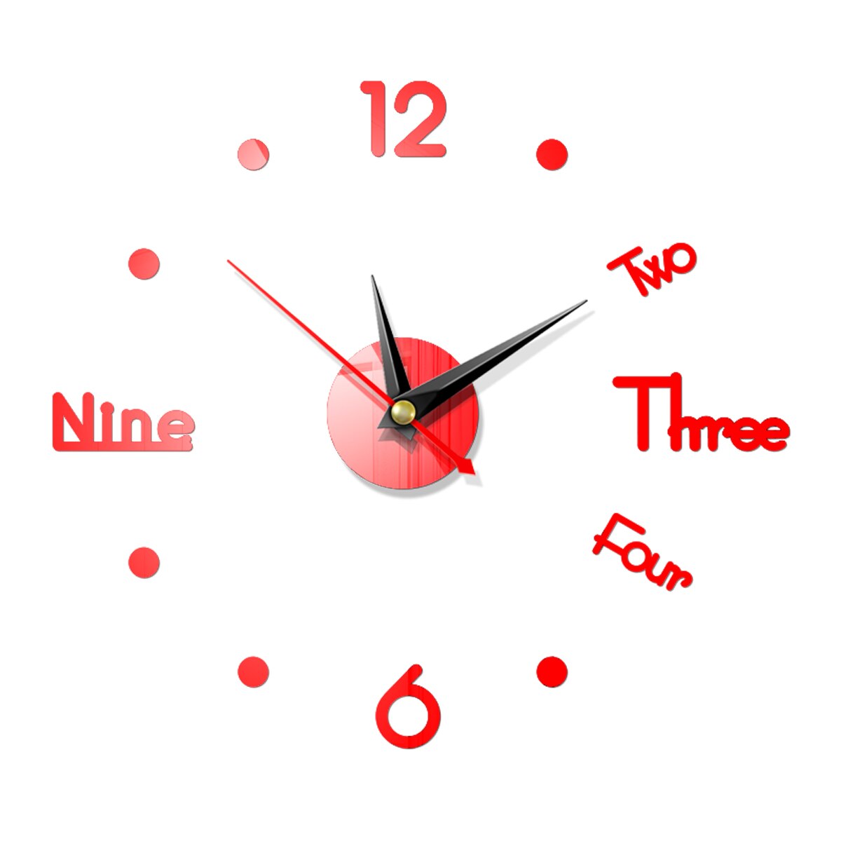 Mirror Sticker Clock Number Shape Wall Clock Poste... – Grandado