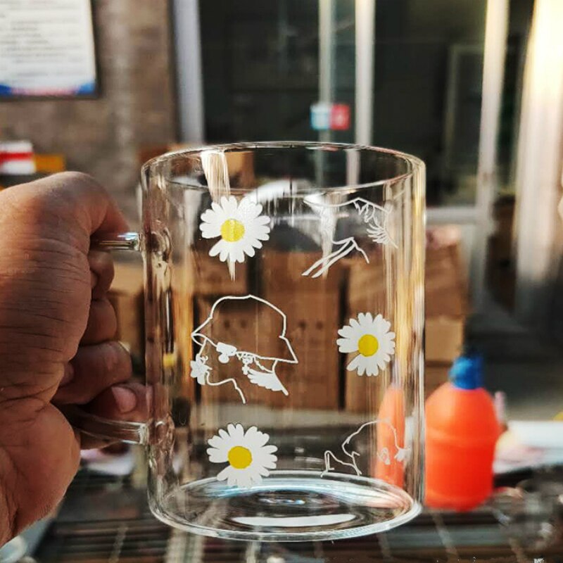 Schattige Daisy Glas Mok Met Bloem Thee Mokken Net... – Grandado