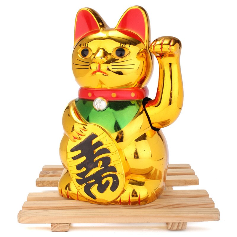 Plastic Gold Beckoning Waving Lucky Cats Figure Mo... – Vicedeal