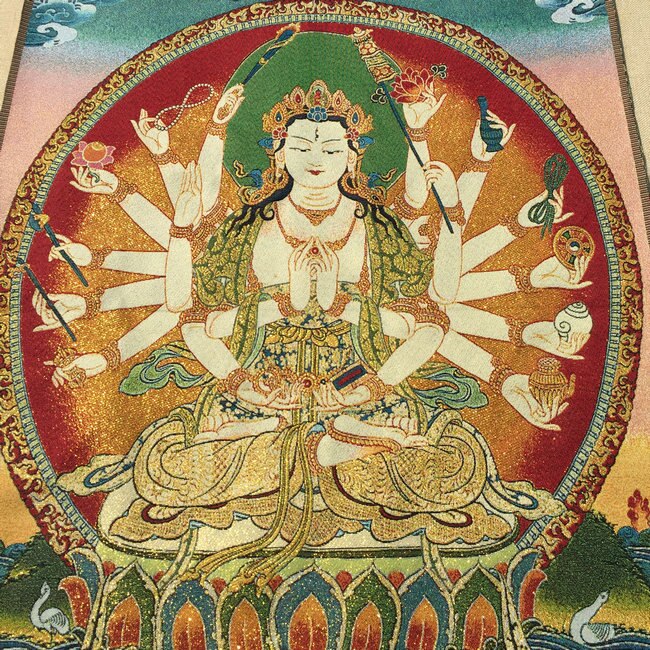 Tibetan Buddha Silk Embroidery Nepalese Golden Sil... – Grandado