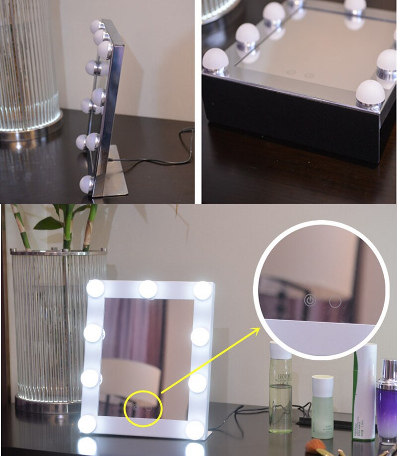 LED Bulb Vanity Lighted Hollywood Makeup MirrorVan... – Vicedeal