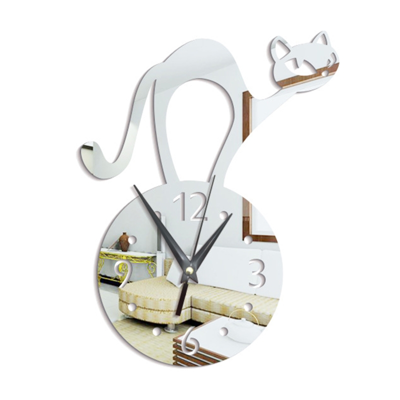 Acrylic Mirror Wall Clock Cartoon Animal Hanging W... – Grandado