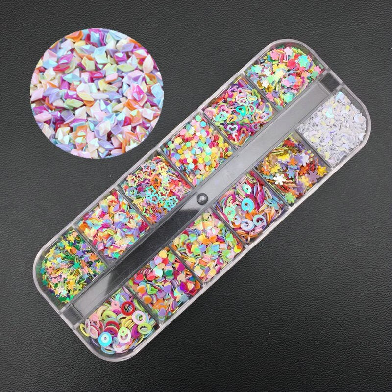 12 Grids/Sets Nail Glitter Sequin Mixed Mirror/Mer... – Vicedeal